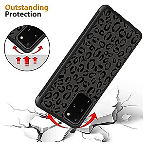 SAKUULO Samsung Galaxy S20 Plus Case, [Screen Protector + Kickstand] Black Leopard Cheetah Design, Anti-Slip Shockproof Lightweight Flexible TPU Bumper Protective Case for Galaxy S20 Plus 6.7 Inch