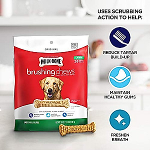 Milk-Bone Brushing Chews Daily Dental Dog Treats Original Large Treats 24.2 Ounces
