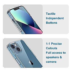 JETech Kickstand Case for iPhone 13 Mini, 5.4-Inch, Support Wireless Charging, Slim Shockproof Bumper Phone Cover, 3-Way Metal Stand (Clear)