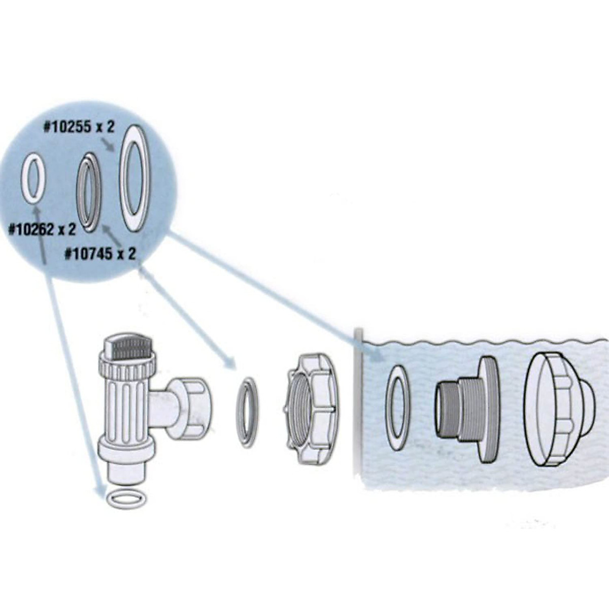 IKSI Fits for 25076RP 10745, 10262 and 10255 Step Washer O Ring 1.25 Fittings Plunger Valve Seals Rubber 11235 (6 pcs)