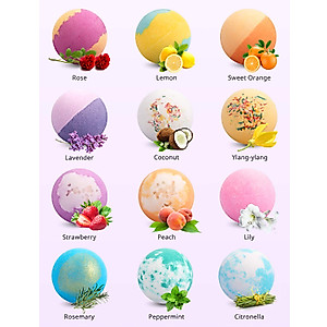 Bath Bombs 12 PCS Gift Set, Ribivaul Handmade Natural & Organic Bath Bomb with Rich Bubbles and Colors, Idea Mother's Day Gift for Men/Women/Kids/Friends