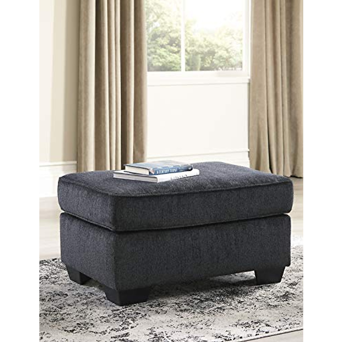 Signature Design by Ashley Altari Modern Rectangular Accent Ottoman, Dark Gray