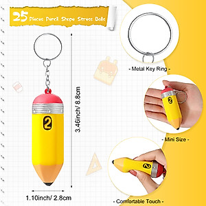 Huquary Back to School Gift Bulk for Teacher Cute Foam Squeeze Pencil Keychains First Day of School Gift for Party(25 Pcs)