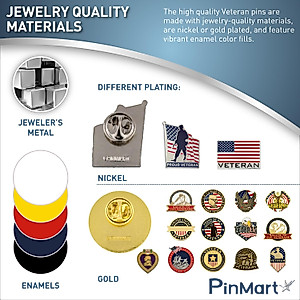PinMart Proudly Served Veteran Pin – Patriotic American Lapel or Hat Pin – Proud to be Retired Army, Navy, Air Force or Marine Corps – Gold Plated Enamel with Secure Clutch Back