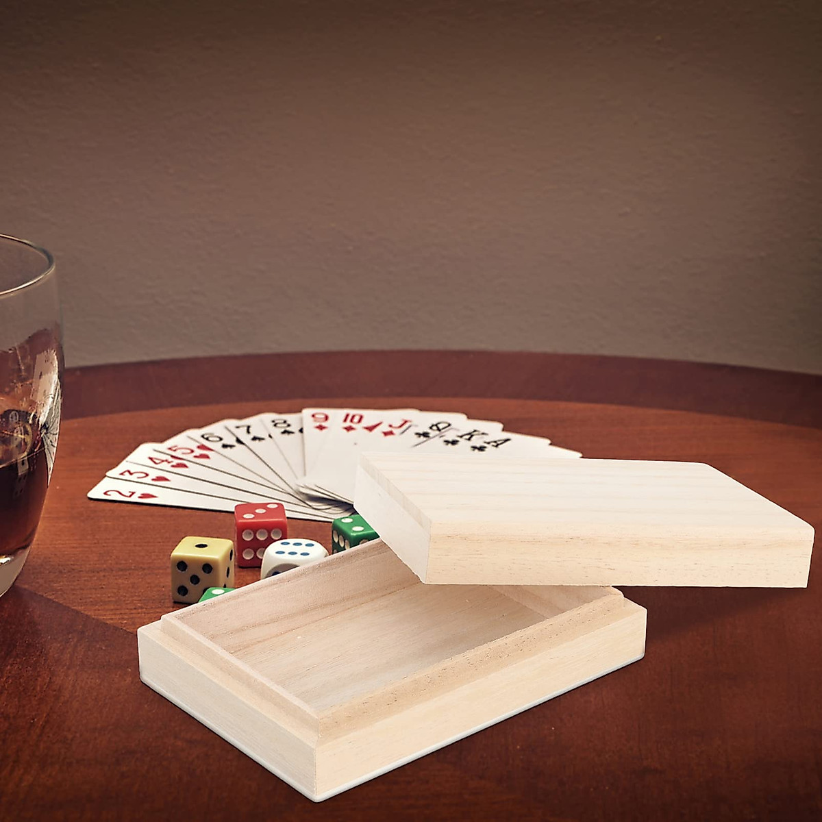 Cabilock Wooden Poker Cards Storage Box Empty Poker Cards Case for Travel Games