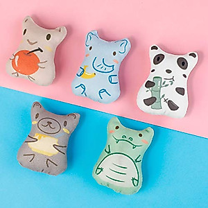 Dorakitten Catnip Toys for Indoor Cats - 5PCS Plush Cat Chew Toys Teething Interactive Catnip Filled Kitten Toy Soft Pet Toy (Animal Shapes)