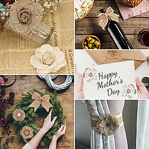 VGOODALL 32 PCS Natural Burlap Flowers Set,Burlap Lace Flowers Bowknot,for Wedding Party Decor Home,Embellishment DIY Crafts