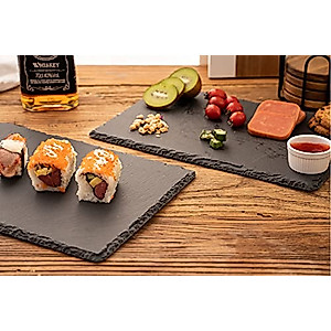 WLWNWFT 2 Pcs 16x12in Large Slate Cheese Boards Slate Board for Meat Cheese Appetizers, Slate Cheese Tray Serving Plate Tray Serving Stone Board Slate Platter with 2 Chalks for Christmas Housewarming