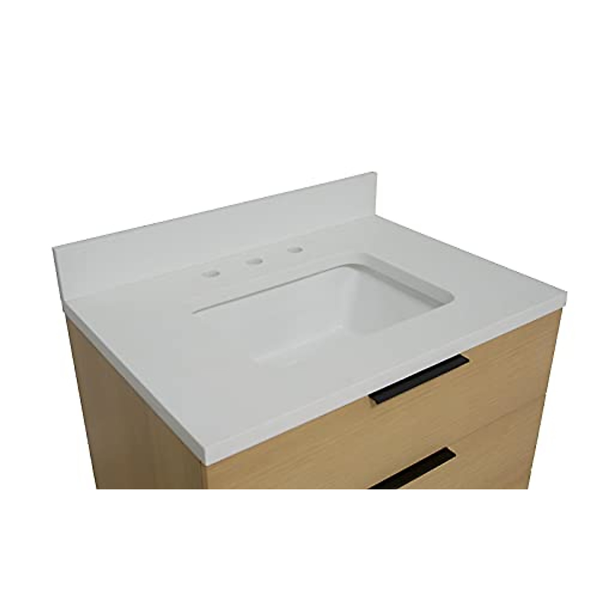 Kitchen Bath Collection Oslo 30-inch Floating Wall-Mounted Bathroom Vanity: Includes Blonde Wood Cabinet with Matte White Countertop and White Ceramic Sink