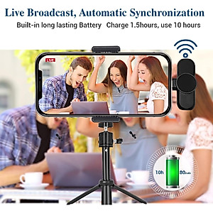 Hubotowin Wireless Lavalier Microphone for Video Recording Lapel Microphone for iPhone Wireless Lapel mic for ipad Clip on 2 Microphones lav Microphone for Interview,Tiktok, YouTube,Live Stream