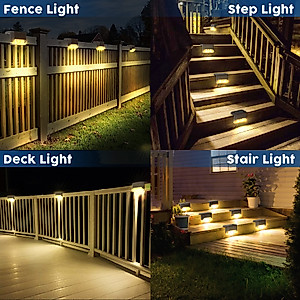 Otdair Solar Deck Lights, 16 Solar Step Lights Waterproof LED Solar Stair Lights, Outdoor Solar Fence Lights for Deck, Stairs, Step, Yard, Patio, and Pathway (Warm White)