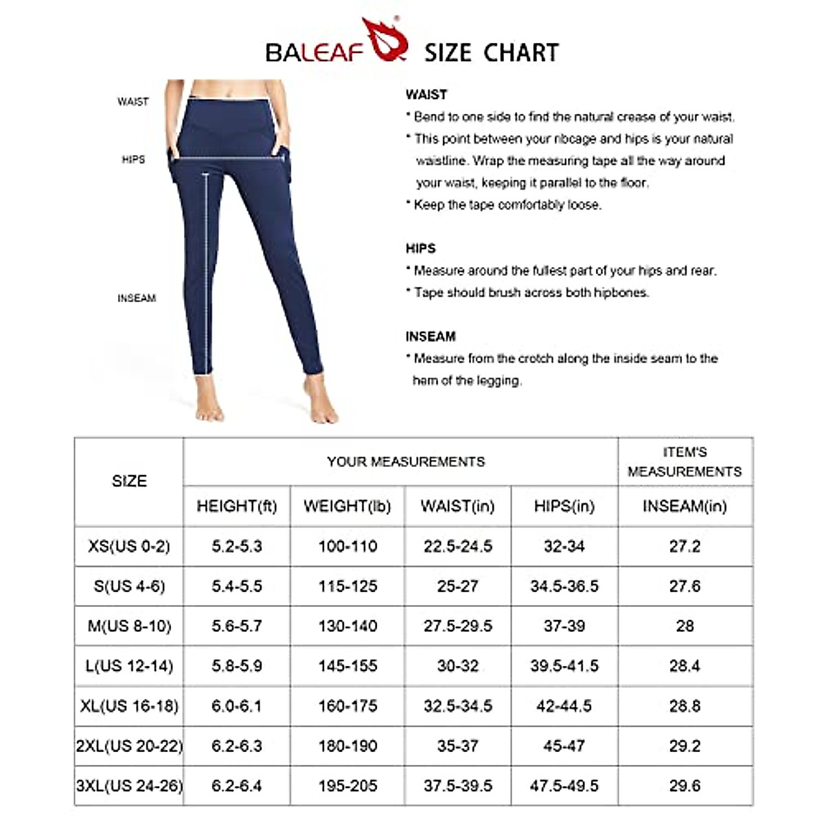BALEAF Fleece Lined Leggings for Women Thermal Winter Warm Leggings High Waisted Thick Yoga Pants Cold Weather with Pockets Black L