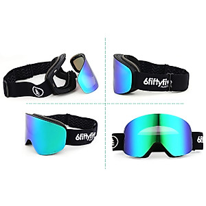6fiftyfive - Ski Goggles Men and Women - Frameless, Full REVO Coating, Anti Fog, Magnetic Quick Change Lens, 100% UV400, OTG - Ski, Snowmobile and Snowboard