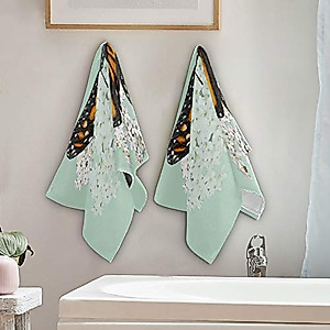 Hand Towels,2 Pack Monarch Butterfly Illustration Drawn in Pen with Digital Color Soft Luxury Towel for Bathroom Kitchen, Beach