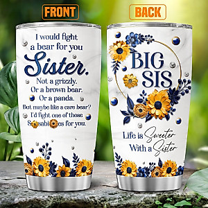 JENOIS Cups Soul From Sisters Tumblers, Sister Gifts, Sister Big Sis, Tumbler 20 Oz With Lid And Straw
