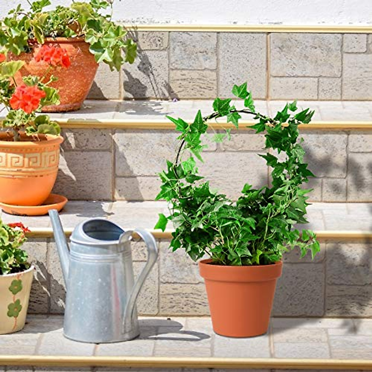 2 Pack Black Iron Garden Trellis for Climbing Plants- 13" Rust Free Vine Plant Metal Support Wire with Black Coating Decorative Potted Plants Climbing Holder Rack for Garden Stem Stalks Vines (Round)
