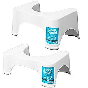 Squatty Potty The Original Bathroom Toilet Stool, 7 inch and 9 inch, White, (Pack of Two)