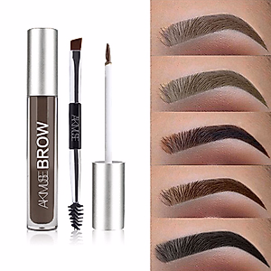 Waterproof Liquid Eyebrow Gels, Smudge-Proof, Sweat Resistant, Full Natural-24Hours Long Lasting Tinted Makeup Color Gel with Brow Pen…(BLACK-BROWN)