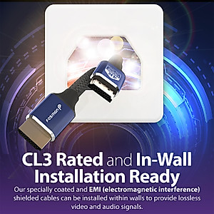 Fosmon HDMI 2.0 Cable 4K@60Hz 10ft, Premium Certified in-Wall CL3 Rated, 18Gbps Super High Speed, HDR, HDCP 2.2/1.4, 3D, ARC, 30AWG Cotton Braided Compatible with UHD TV, Monitor, Console