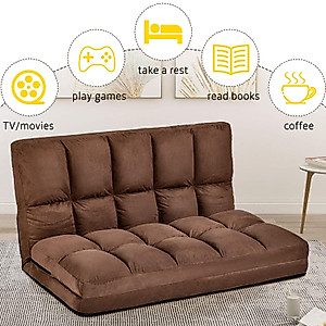 LZ LEISURE ZONE Lazy Sofa Bed Adjustable Floor Sofa, Foldable Gaming Sofa Mattress Futon Couch Bed with 2 Pillows