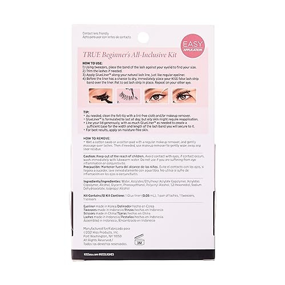 KISS Glueliner False Eyelashes, 'Glue Liner', 10 mm, Includes 1 Pair Of Lash, 1 Glue Liner, 1 Scissors, 1 Applicator, Travel Pouch, Contact Lens Friendly, Easy to Apply, Reusable Strip Lashes