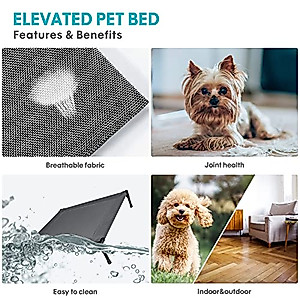 Dog Cot Bed Elevated Dog Bed Cooling Dog Raised Bed with Washable & Breathable Mesh Indoor & Outdoor 25 Inch Dog Cots for Small Dogs