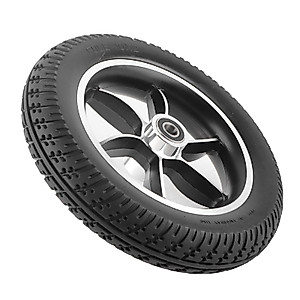 10in Wheelchair Wheel Replacement Tires Wheels Solid Wheel Tyre Rubber Inflatable Caster Anti‑skid for Electric Front Wheelchair 6001 Bearing with 12mm Hole