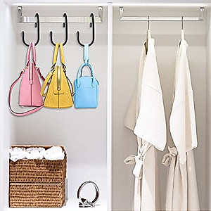 12 Pack Purse Hanger for Closet, Twist Design Bag Hanger Purse Hooks Closet Organizer, Large Closet Rod S Hooks for Hanging Bags, Purses, Handbags, Belts, Hats, Plants, Pots (Black)