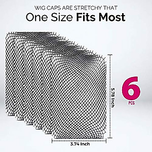 Fandamei 6PCS Wig Cap, 6PCS Black Mesh Wig Cap Net, Closed End Hair Mesh Net, Liner Weaving Caps for Women, Men, Kids, Wig Caps for Halloween, Cosplay