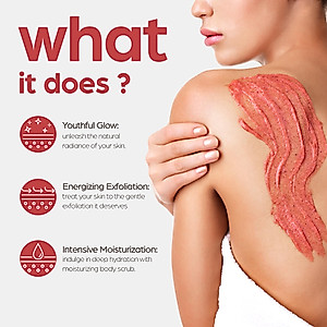 Body Scrub – Moisturizing and Softening with Nourishing Body Oils -Exfoliating Salt Scrub For Body - Win Against Aging, Acne, Eczema, Psoriasis & Dead Skin Scars- 10 oz (Pomegranate)