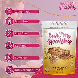 Bake Me Healthy Banana Bread Mix - 10.8 oz / 306 g - Vegan, Non-GMO, Dairy & Gluten Free Muffins - No Refined Sugar Plant-Based Baking Mix - Makes 12 Fluffy Banana Muffins or 1 Banana Loaf