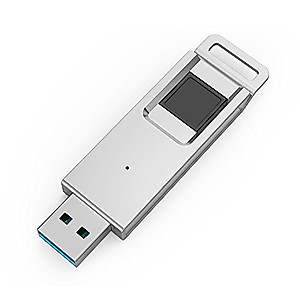 KOOTION 32GB High Speed Recognition Fingerprint Encrypted Flash Drive USB3.0 Dual Storage Security,Silver