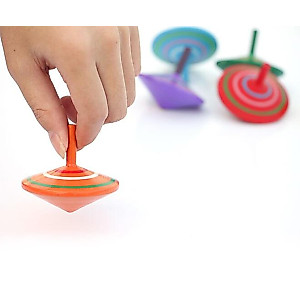 GoodPlay Gyroscope, 3 Pcs/Set Handmade Painted Wood Spinning Tops, Wooden Toys Educational Toys Kindergarten Toys Standard Tops