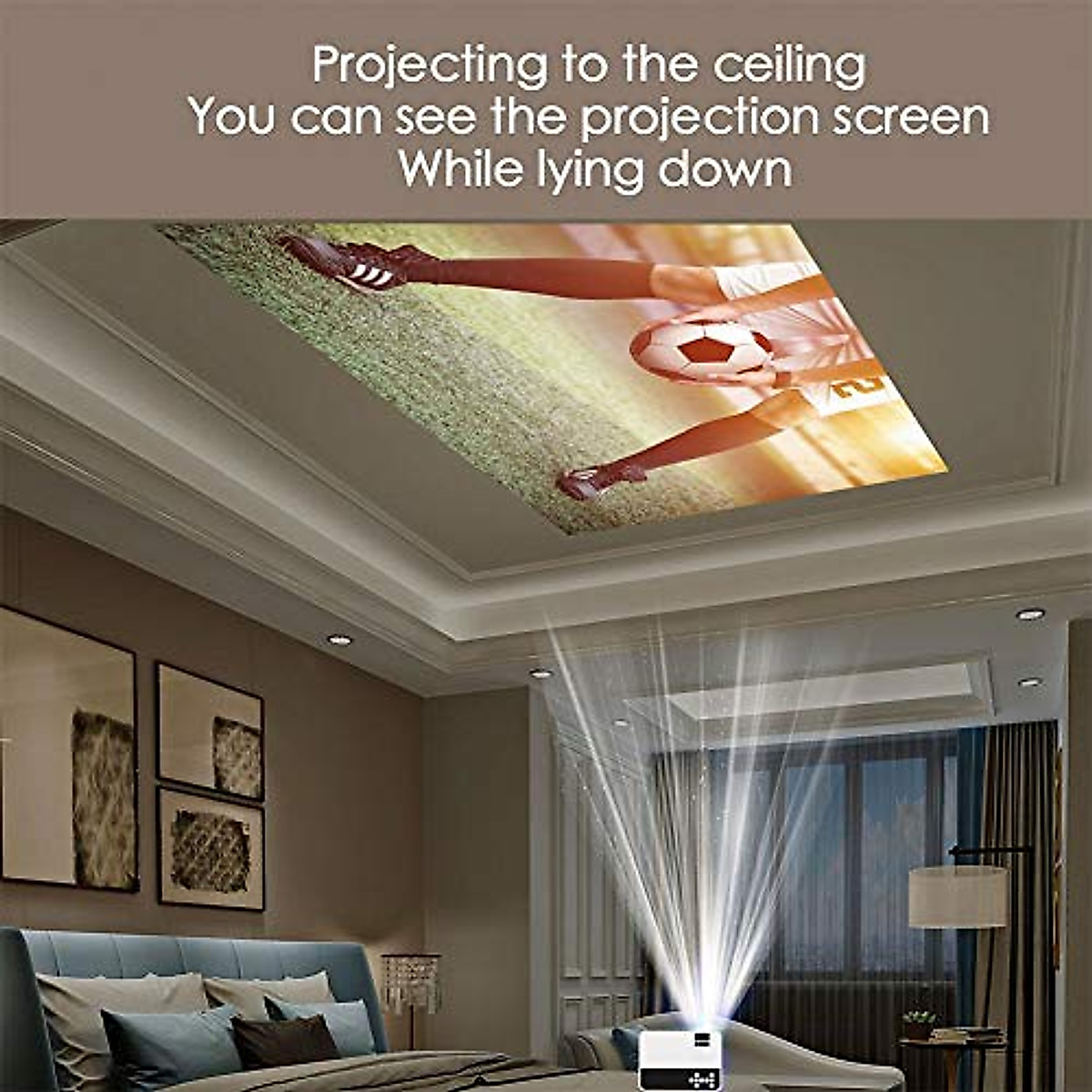 Mini Portable LED Projector,6500L Brightness Full HD Video Projector 1920 x 1080,LCD LED Home Theater Projector Compatible with SD USB AV HDMI VGA,can Project to Ceiling