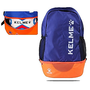 KELME Sports Soccer Bag - Backpack for Adults and Kids – Separate Cleat and Ball Holder for Basketball, baseball & Football (Blue/Orange, Adults)