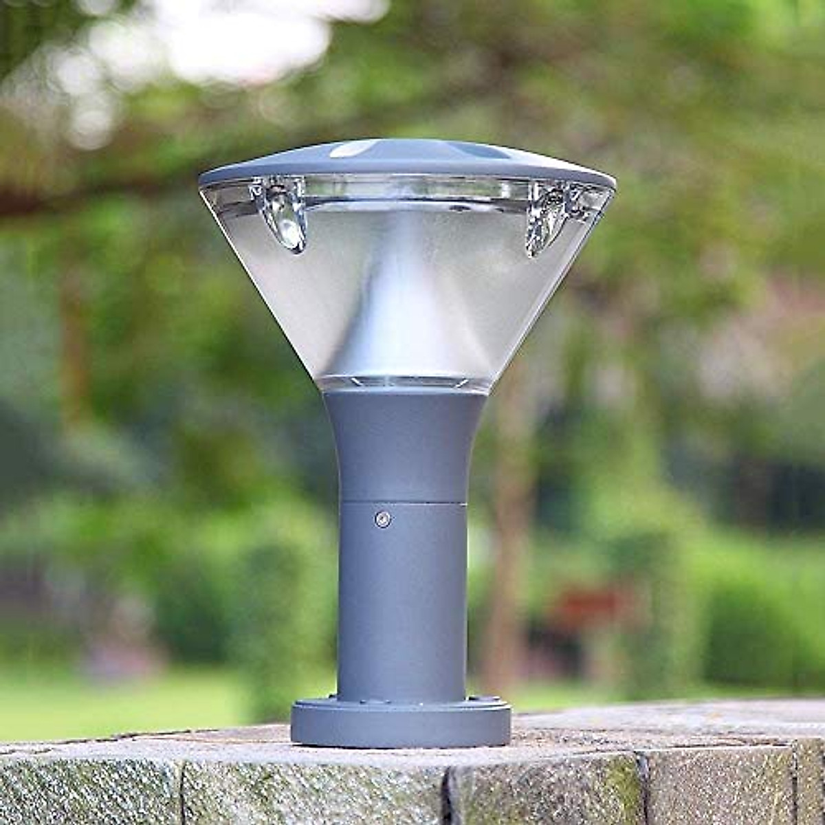ZMY Modern Simple Grey Waterproof Pillar Light Outdoor LED Anti-Rust Aluminum Post Lighting PC Lawn Garden Home Column Lantern Villa Decorative Pathway Fixture E27 Edison