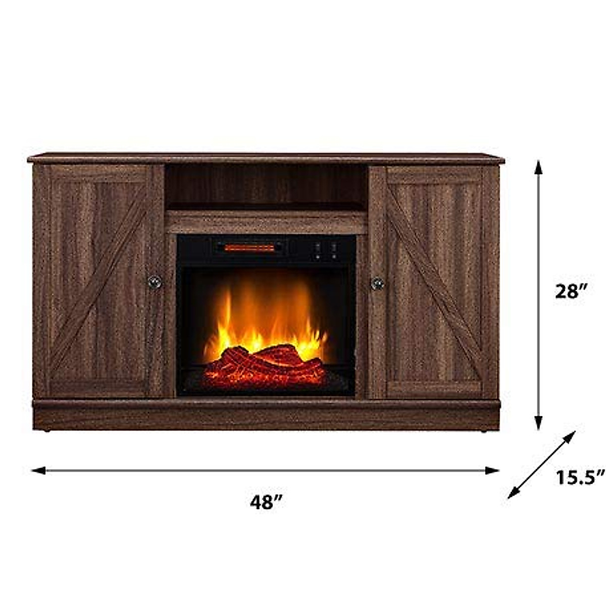 HearthPro Alexander Electric Fireplace TV Stand & 18" Firebox - Weathered Brown, SP6547-OF