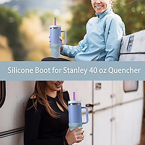 Silicone Boot for Stanley 40 oz Quencher, Boot Sleeve Cover Fit for Stanley Quencher H2.0 and Quencher Adventure Tumbler 40oz, Protector Water Bottle Sleeve for Stanley Cup Accessories (Gray)