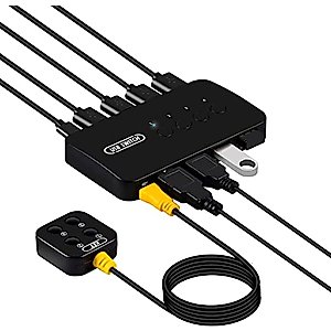 USB Switch 4 in 4 Out, USB Switcher Selector 4 Port for 4 Computer Share 4 USB Devices Keyboard Mouse Printer Scanner with Desktop Controller and Cables
