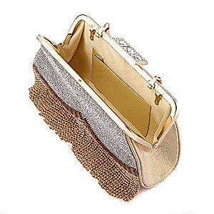 CHIC DIARY Rhinestones Crystal Clutch Purse for Women Top Handle Evening Bag for Party Prom Crossbody Purse Shoulder Handbag