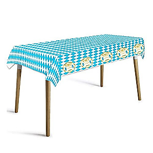 UOMNICUE Oktoberfest Tablecloth, 3Pcs Oktoberfest Disposable Table Cloth with Gold Oktoberfest Welcome Print Oktoberfest Waterproof Tablecover Banner for Oktoberfest Party Decorations 108 X 54 Inch