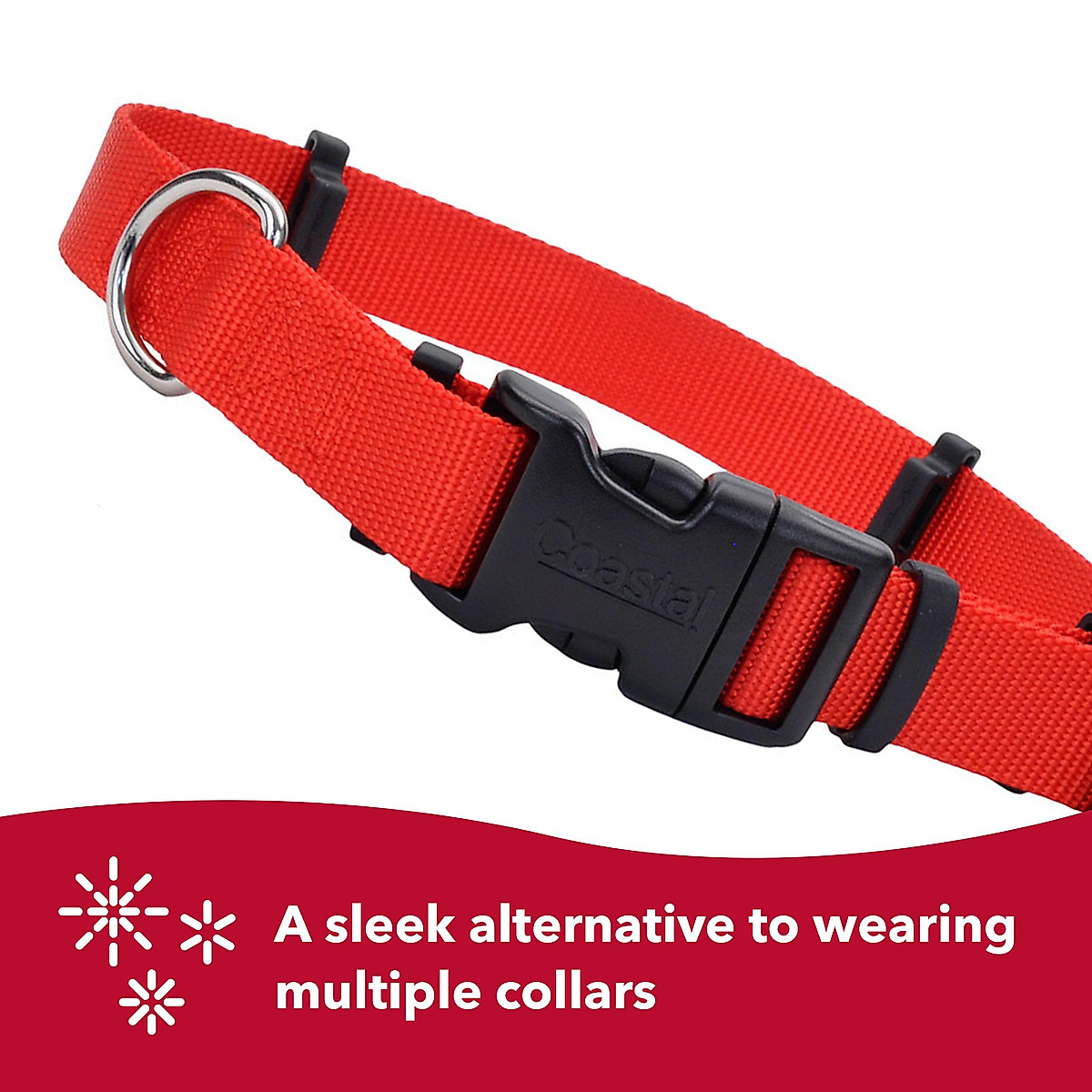 Coastal Pet SecureAway Collar Protector for Flea Collars - Dog Collar Accessory - Protective Collar for Flea Collar for Dogs - Adjustable Dog & Puppy Collar Protection - Red, 1" x 14-20"