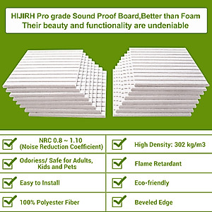 16 Pcs Pro Grade Soundproof Wall Panels,Acoustic Panels,Premium Sound Panels,Better Than Foam,Wedge Design,with Adhesive on Back,for Acoustical Treatments/Professional Studio,12×12×0.4 in(Ivory)