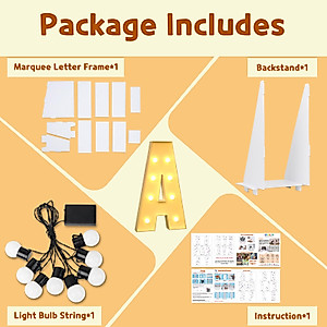 imprsv Marquee Light Up Letters, 3FT Marquee Letters Mosaic Light Up Letters for Birthday Baby Shower Party Decor, Large Marquee Letters for Party Decorations Letter A