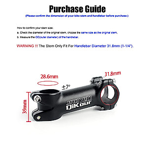 Bike Stem 31.8 Bicycle Stem 7 Degree Handlebar Riser Extender for Road Bike, Mountain Bike, MTB, BMX, Cycling (Only Fit 1.25"/31.8mm Handlebar) (31.8 x 80mm)