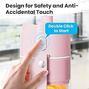 Pink Personal Blender - Portable Shakes & Smoothies Maker, 16 Oz, USB Rechargeable, Fresh Juicer