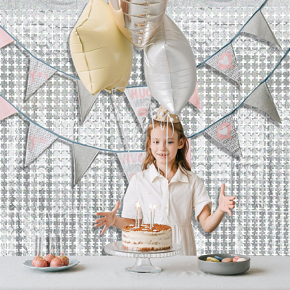 Silver Streamers Metallic Tinsel Foil Fringe Curtains, Door Streamer Photo Booth Backdrop for Birthday Graduation Engagement Bridal Shower Bachelorette Baby Shower Disco Party Decorations