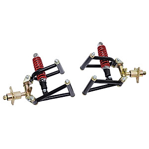 RIAHNEAH Front Suspension Arm Assembly Kit Upper/Lower Suspension Swingarm Assembly Suspension Shock Arm Upper&Lower Swingarm Steering Kit for DIY ATV Quad Bike Buggy Go Kart (220mm)