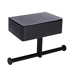 Pilarmuture Holder Wall Mount Organizer,Stainless Steel Double Size Holder with Shelf,Bathroom Holder with Storage,Roll Toilet Holder (Type A)
