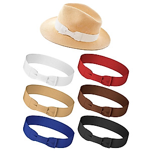 Tigeen 6 Pcs Stretchable Bowknot Hat Band Cowboy Hat Bands for Women Hat Bands Hat Ribbon Panama Straw Hat Accessories (Retro Colors)